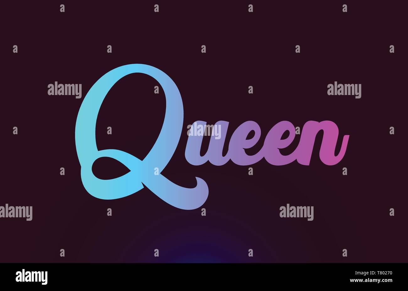 Queen pink word or text suitable for card icon or typography logo ...