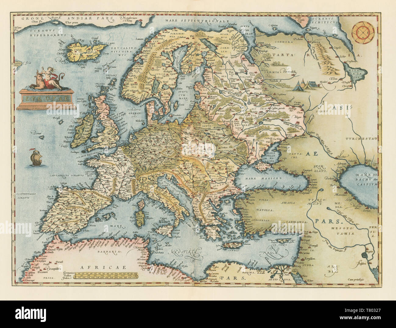 Ortelius map of europe hi-res stock photography and images - Alamy