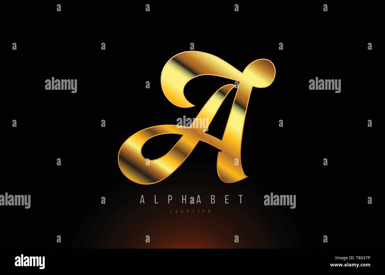 Gold golden letter A logo design with metal look suitable for a company ...