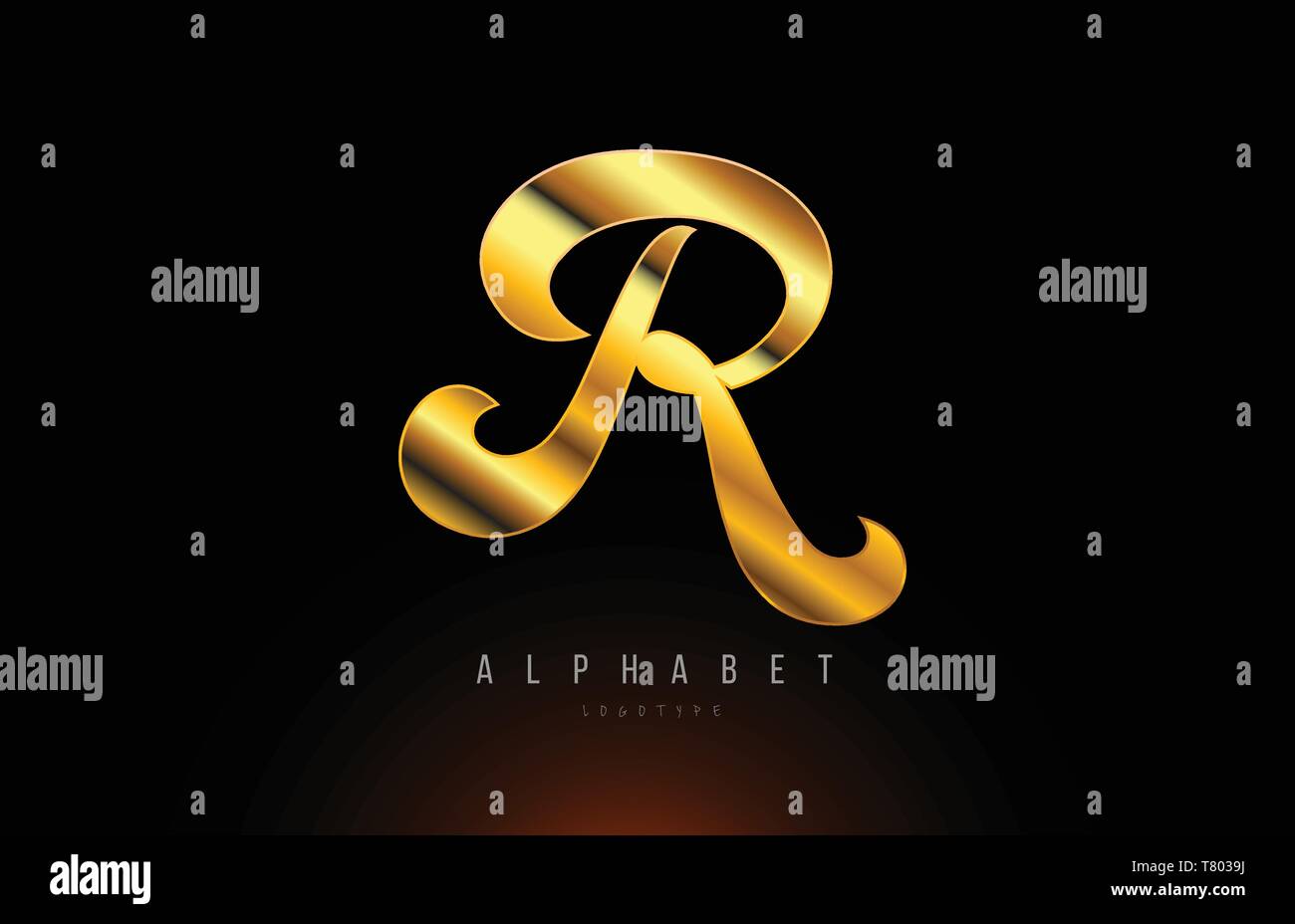 Gold golden letter R logo design with metal look suitable for a company ...
