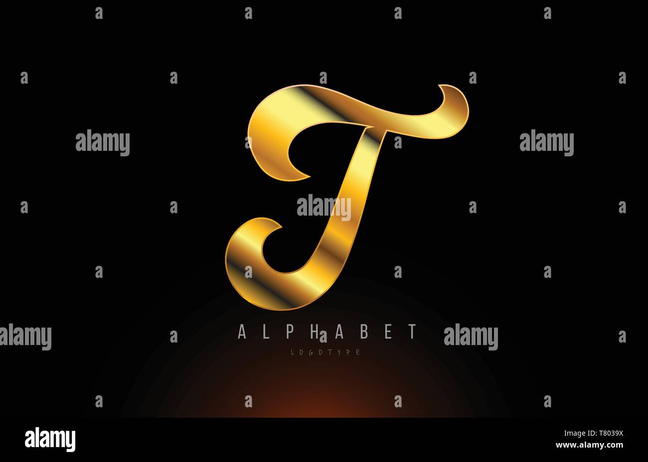 Gold golden letter T logo design with metal look suitable for a company ...