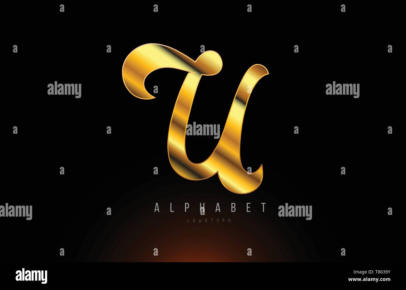 Gold golden letter U logo design with metal look suitable for a company ...
