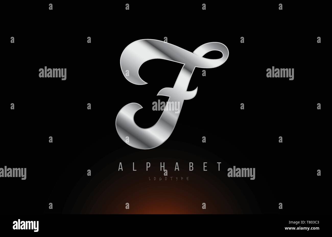 Silver grey metallic letter F logo design with metal look suitable for ...