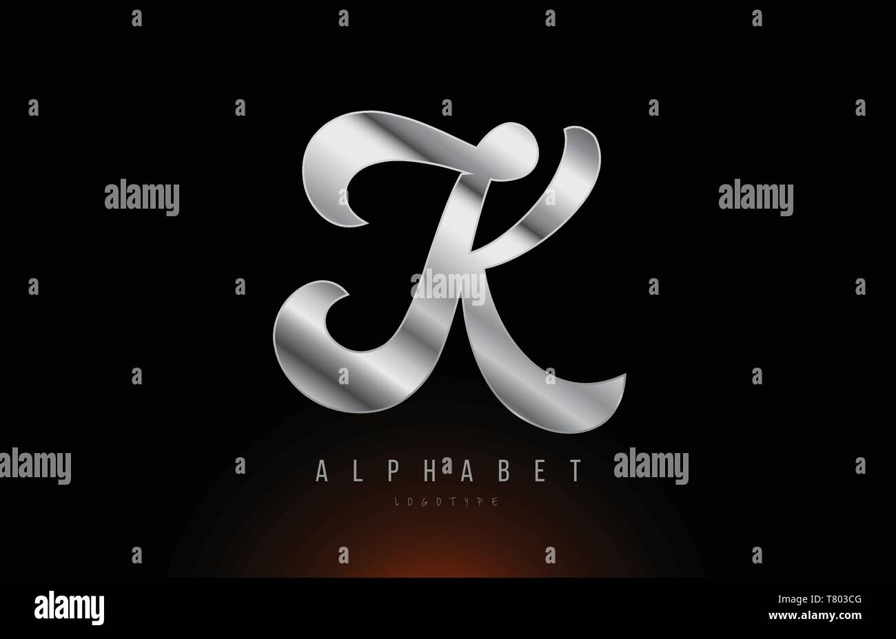 Silver grey metallic letter K logo design with metal look suitable for ...