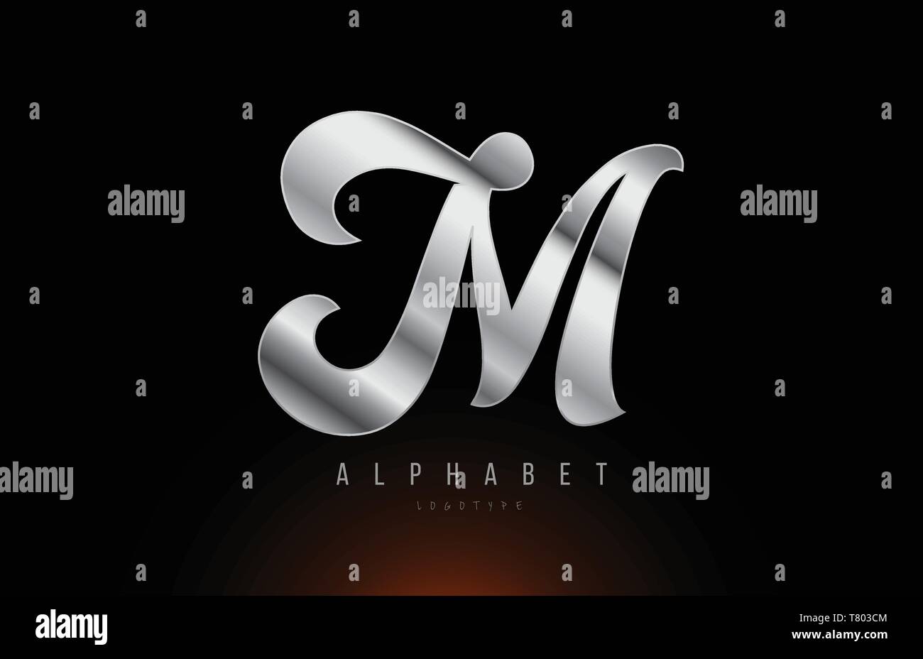 Silver grey metallic letter M logo design with metal look suitable for ...