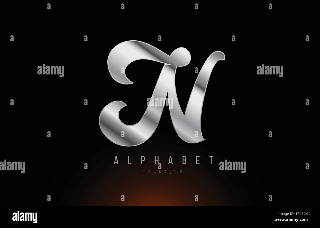 Silver grey metallic letter N logo design with metal look suitable for ...