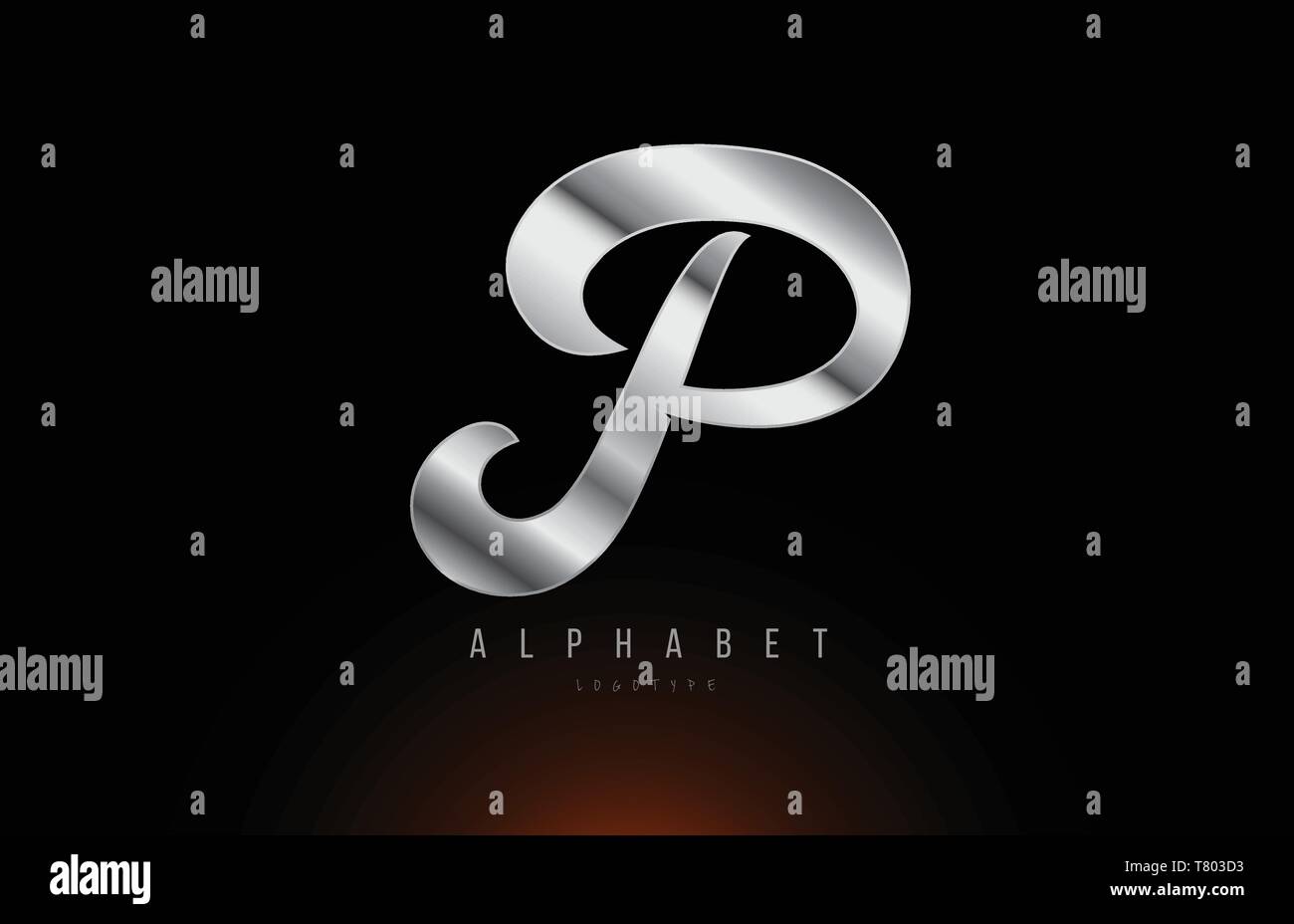 Silver grey metallic letter P logo design with metal look suitable for ...
