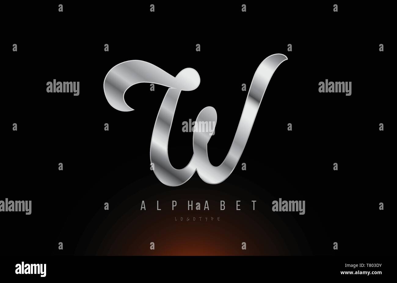 Silver grey metallic letter W logo design with metal look suitable for ...