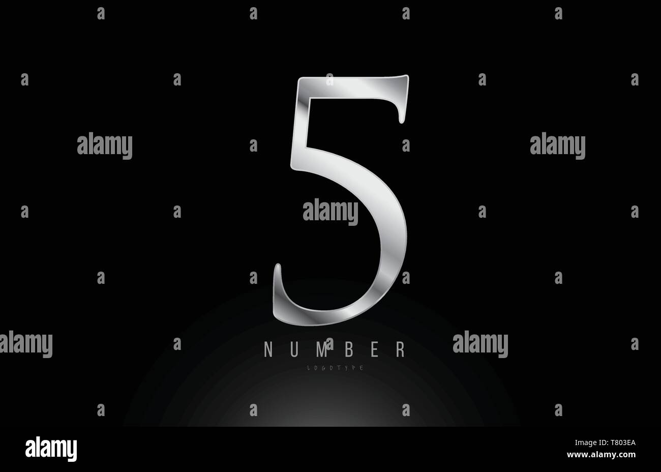 Silver grey metallic number 5 logo design with metal look suitable for ...
