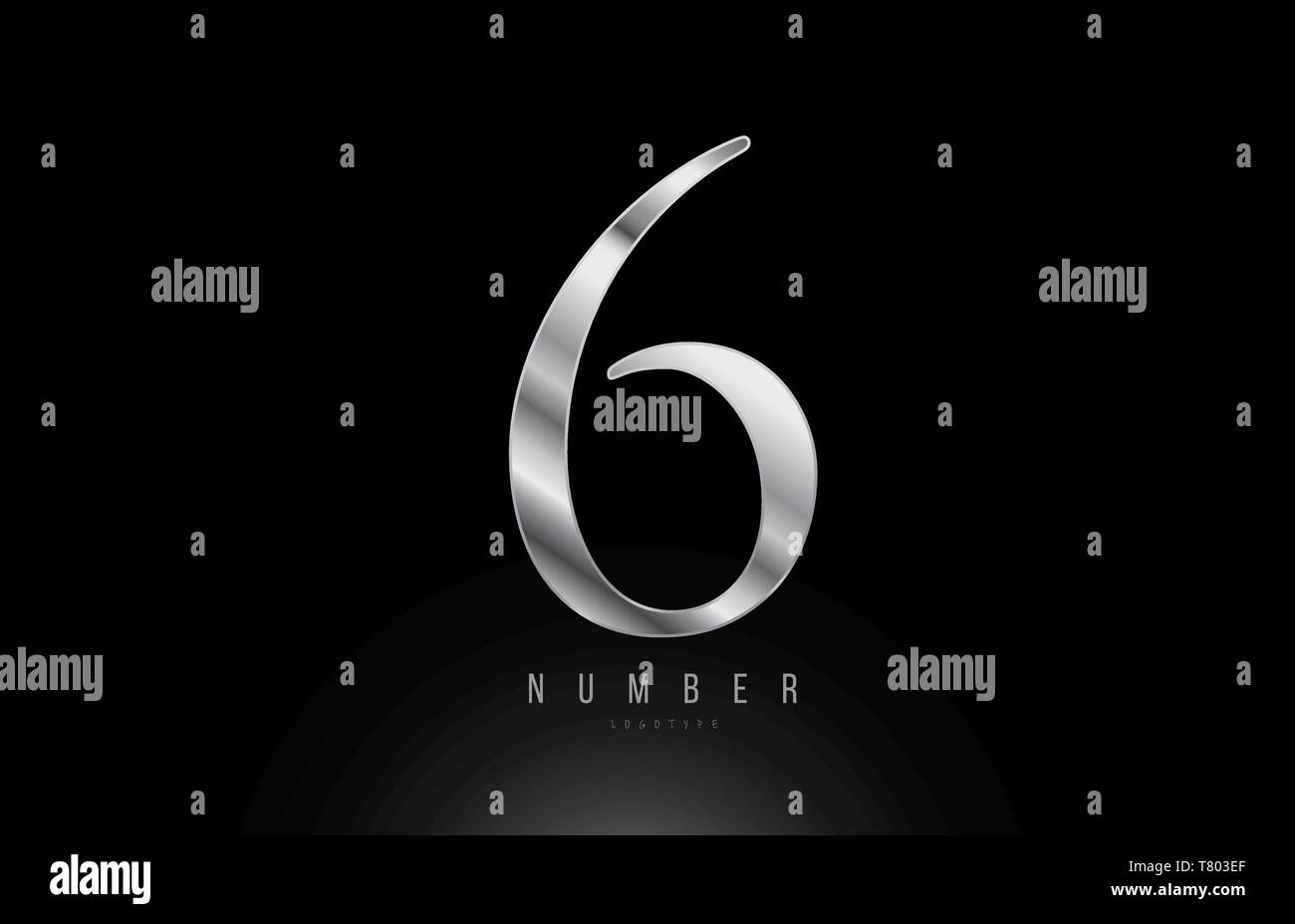 Silver grey metallic number 6 logo design with metal look suitable for ...