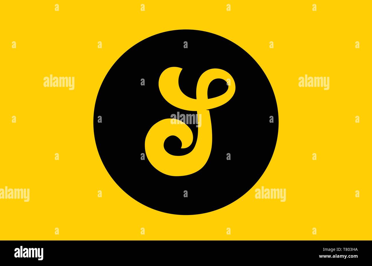 yellow S letter alphabet icon design with black circle suitable for a ...
