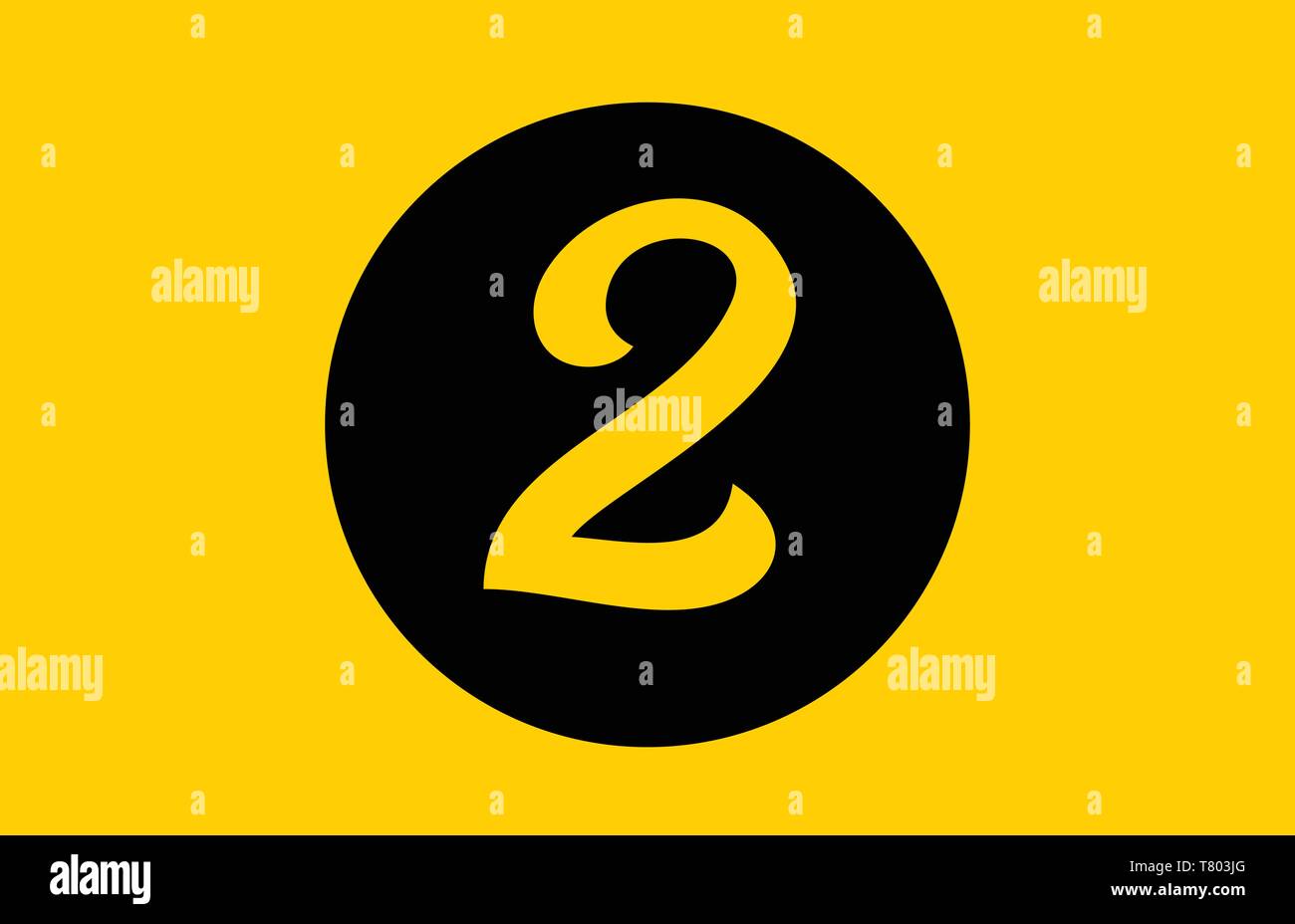 yellow number 2 icon design with black circle suitable for a business ...