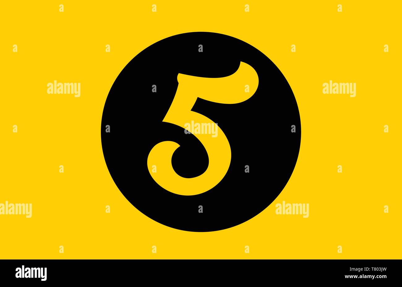 yellow number 5 icon design with black circle suitable for a business ...