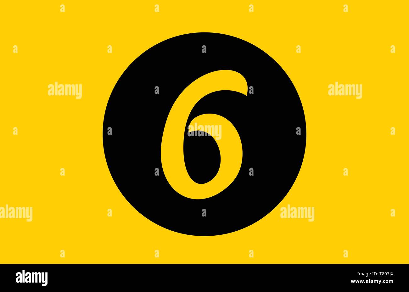 yellow number 6 icon design with black circle suitable for a business ...