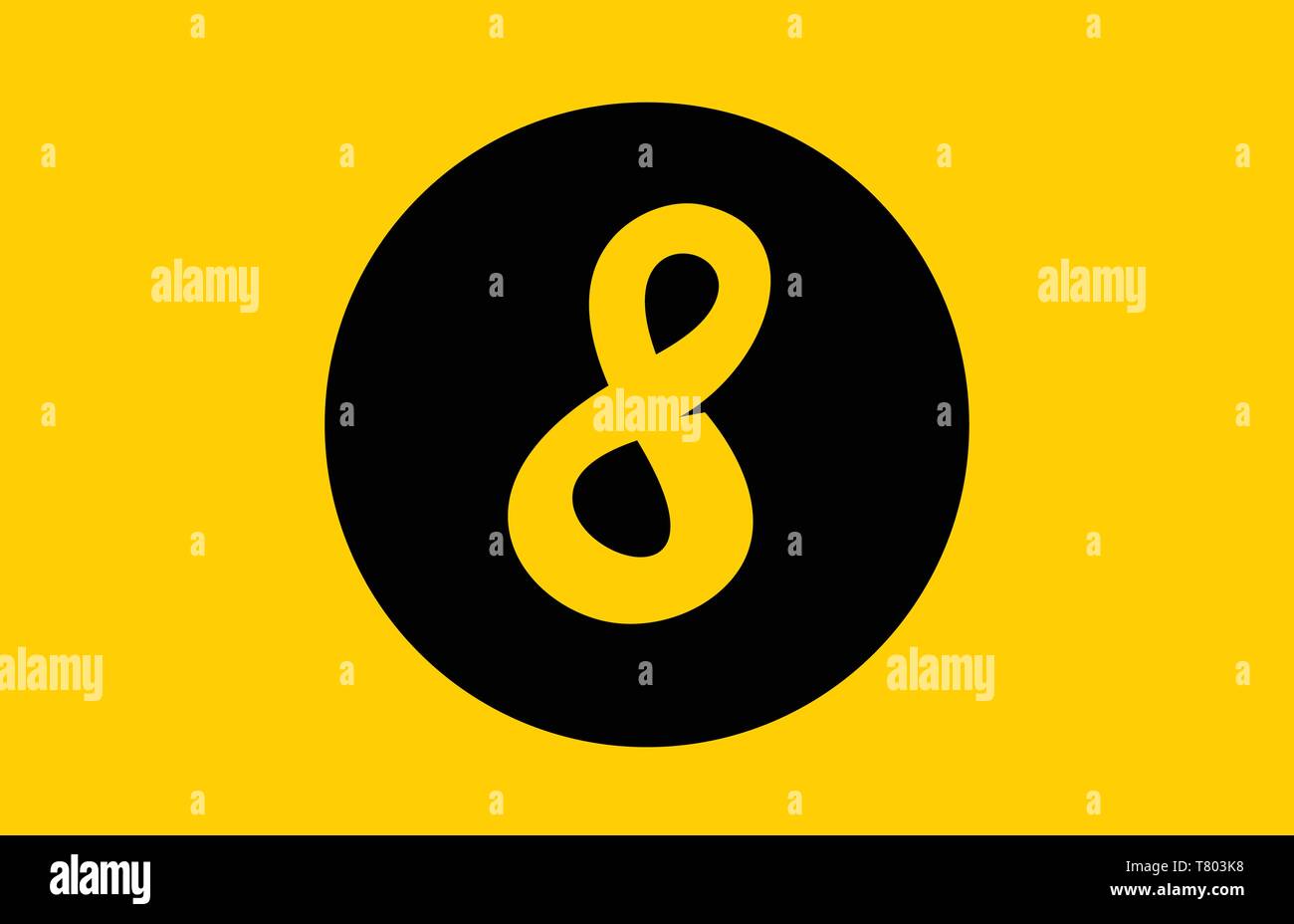 yellow number 8 icon design with black circle suitable for a business ...