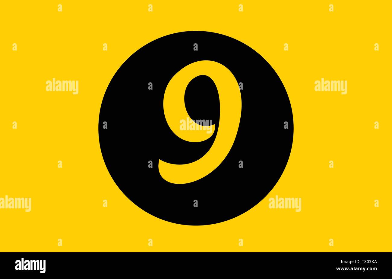 yellow number 9 icon design with black circle suitable for a business ...