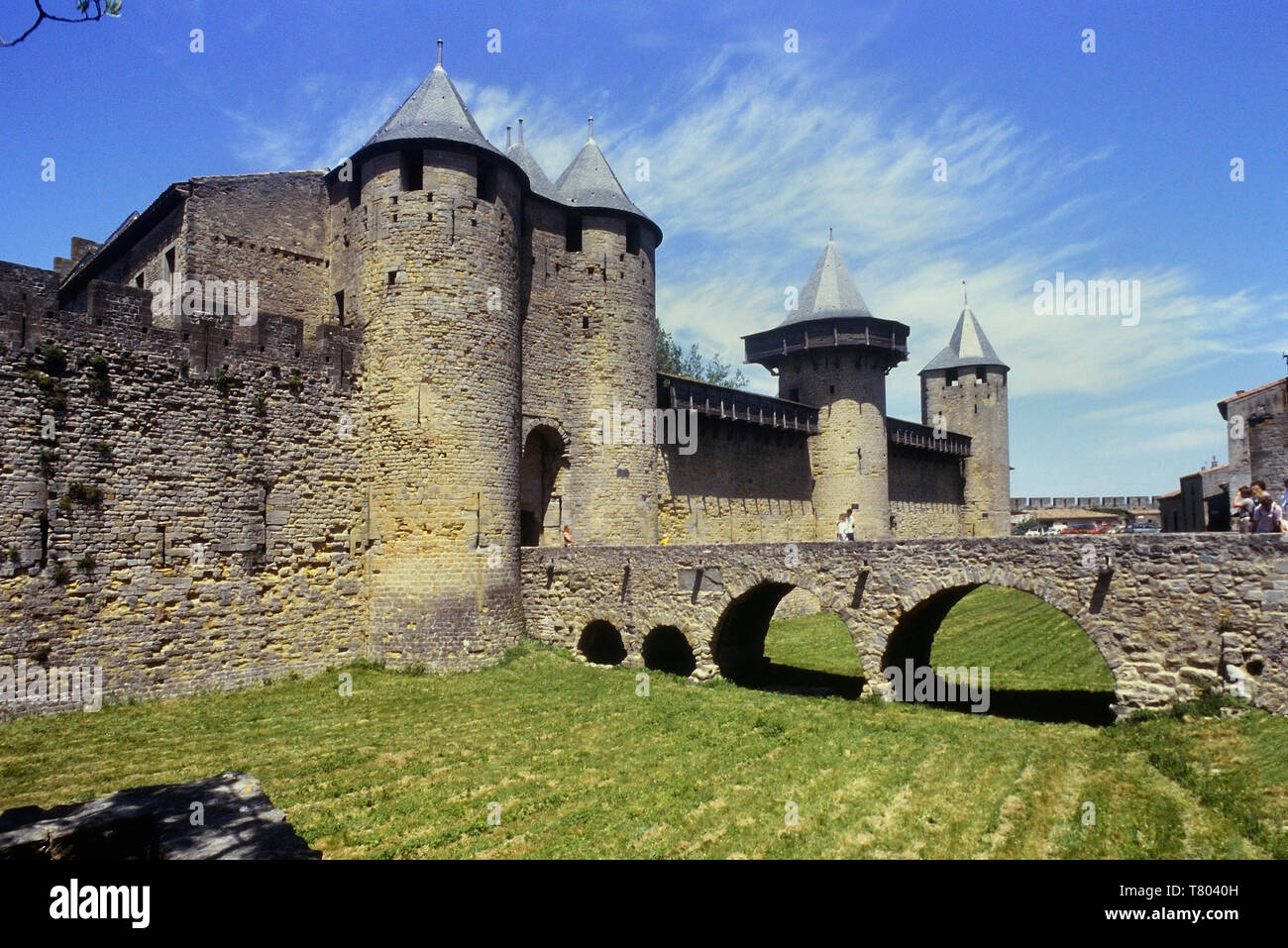 Main entrance to the fortified city of Carcassonne, Languedoc area ...