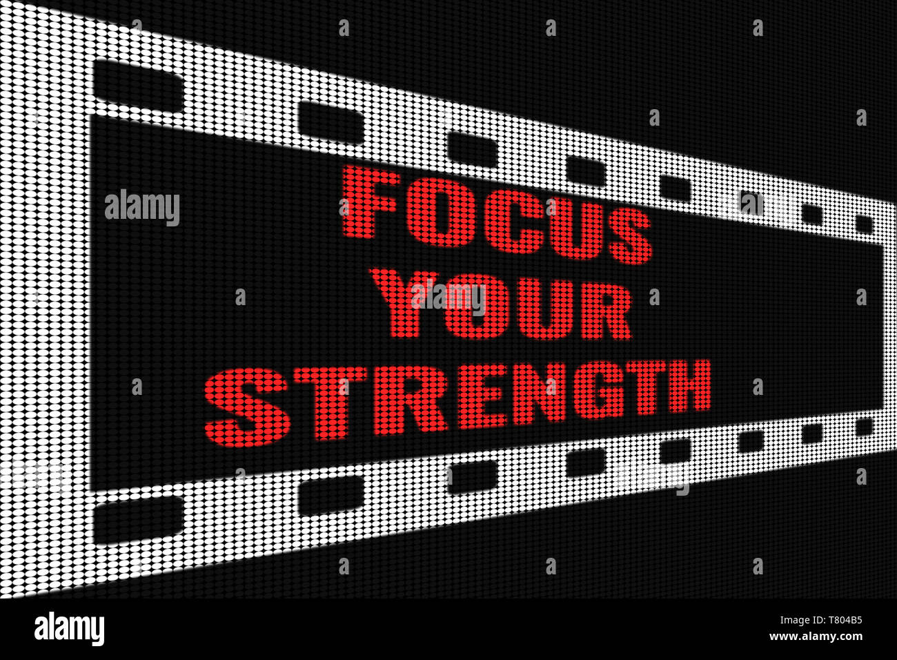 Focus Your Strength red text on dark screen, tv effect Stock Photo - Alamy