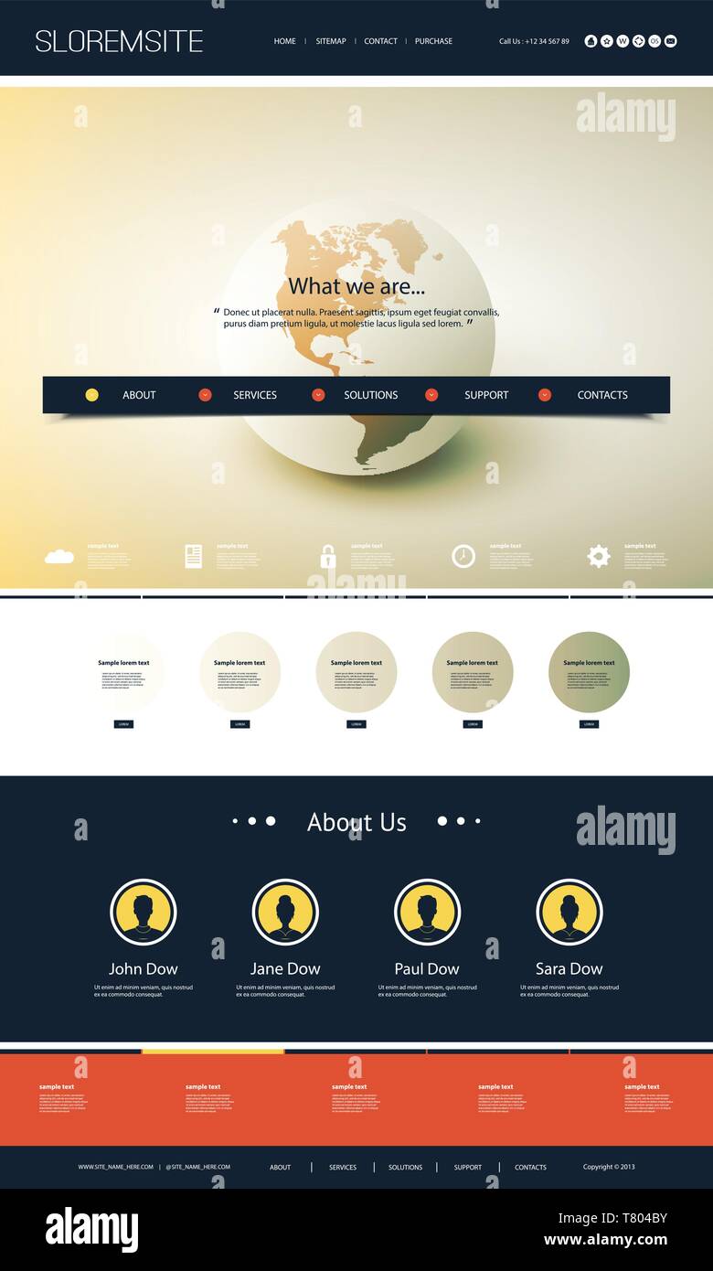 Colorful Website Design for Your Business with Earth Globe Stock Vector ...