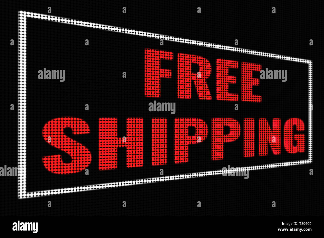 Free shipping red text on dark screen, tv effect Stock Photo - Alamy