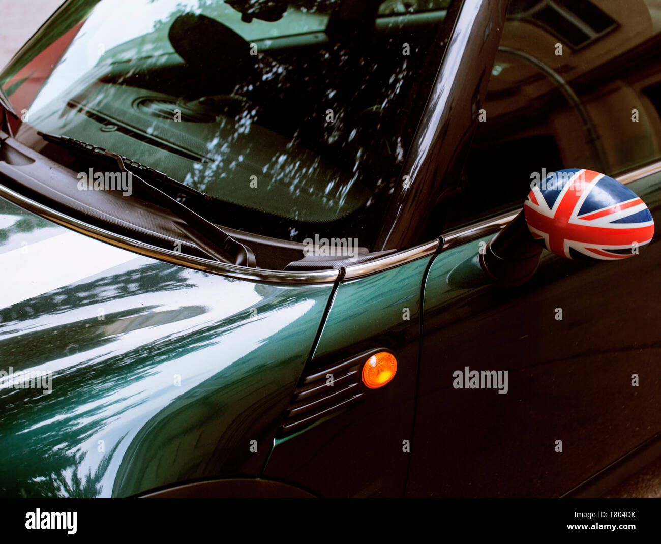vintage car detail, concept of British Patriotism shown as flag on ...