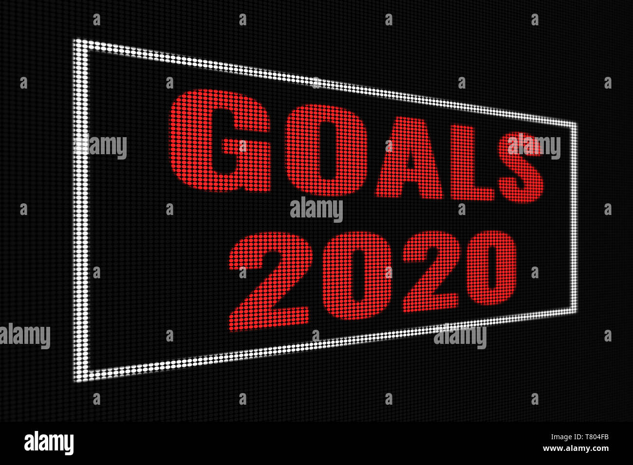 Goals 2020 red word on dark screen, tv effect Stock Photo - Alamy