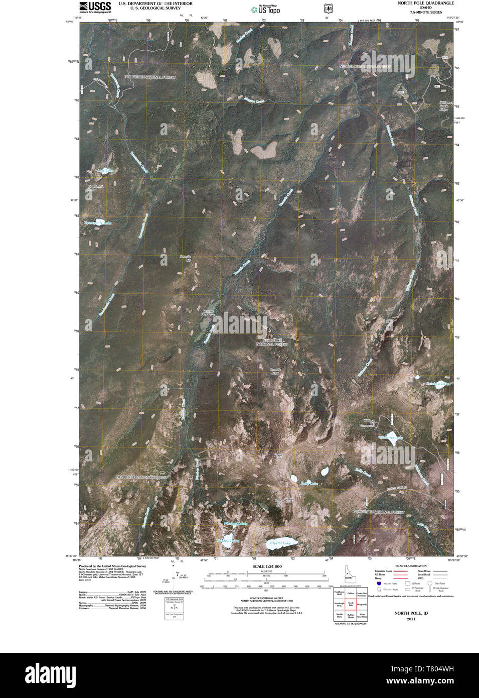 USGS TOPO Map Idaho ID North Pole 20110121 TM Restoration Stock Photo ...