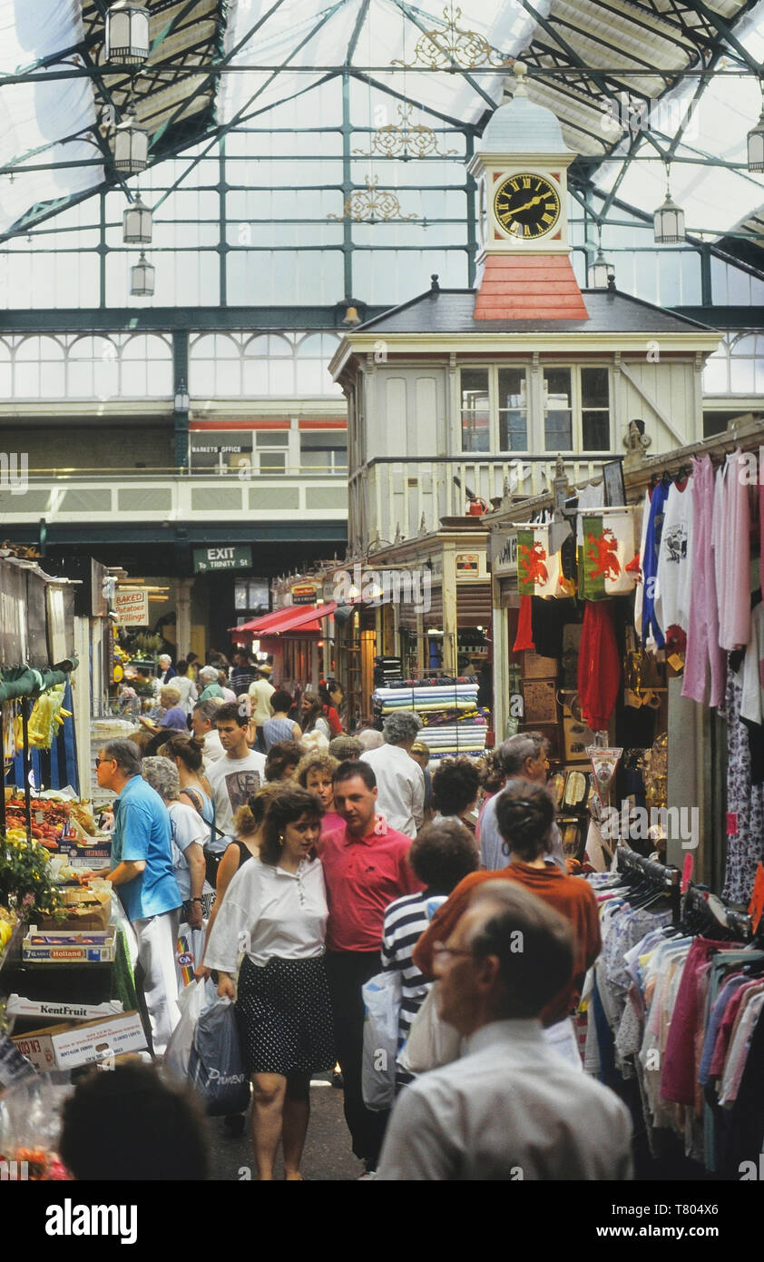 Cardiff Central Market, Cardiff, Wales. Cymru. Circa 1980's Stock Photo ...