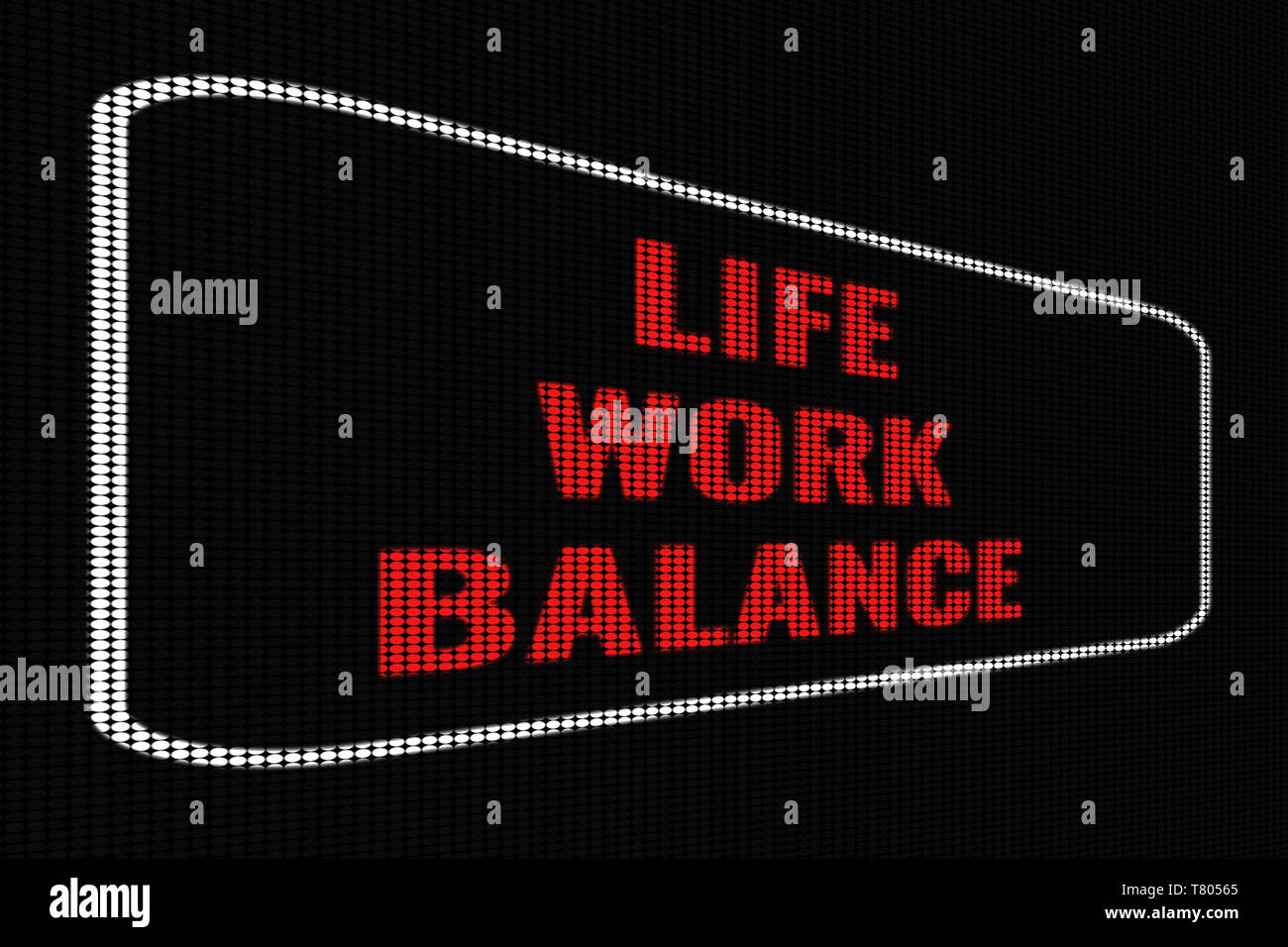 Life Work Balance red text on dark screen, tv effect Stock Photo - Alamy