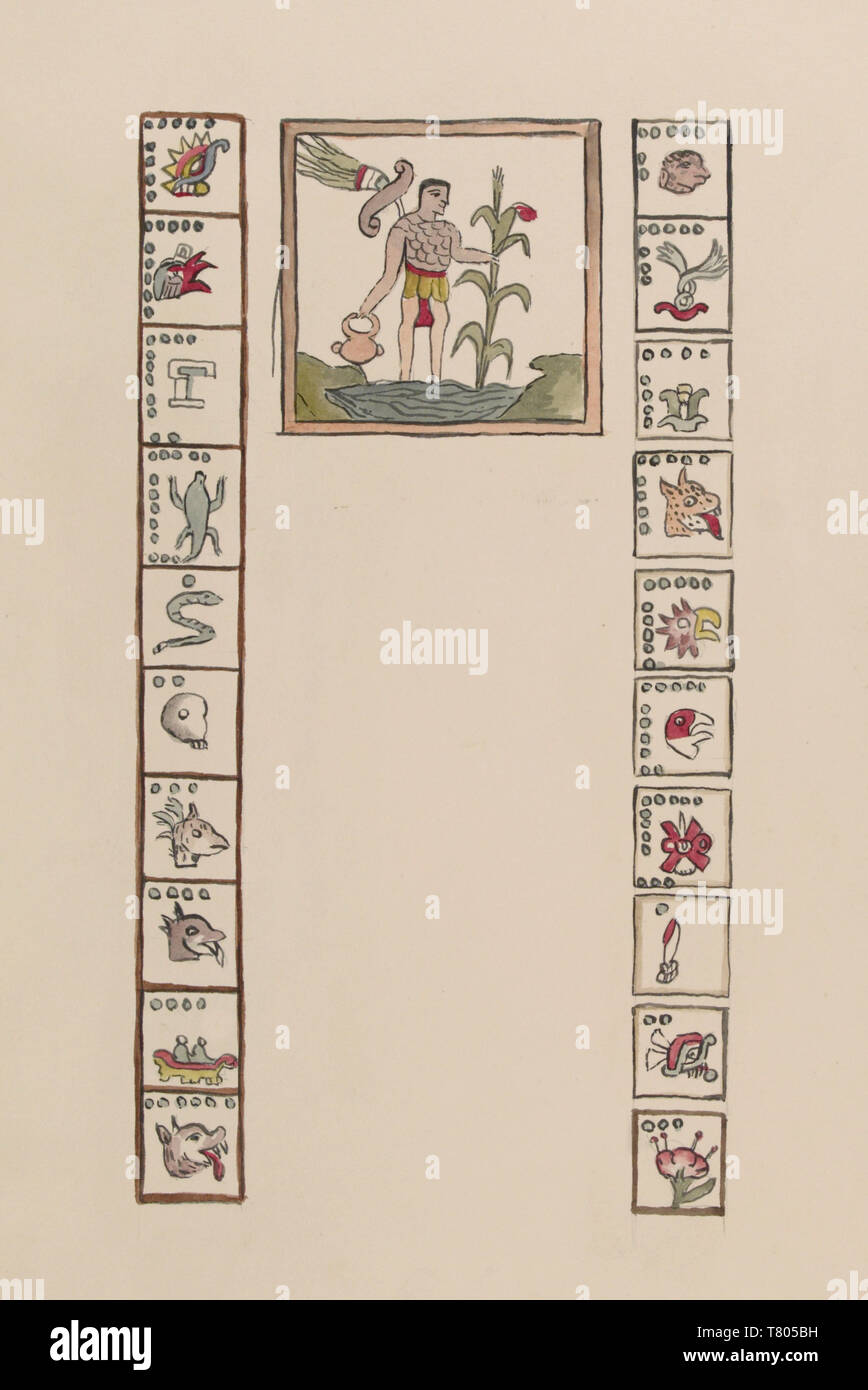 Tovar Codex, Etzalcualiztli, 6th Month Aztec Calendar Stock Photo - Alamy