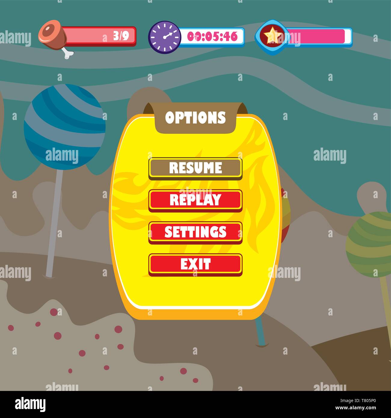 game ui menu application mobile app vector art Stock Vector Image & Art ...