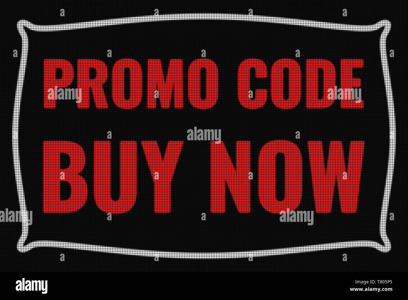 Promo Code Buy Now text on dark screen, tv effect Stock Photo - Alamy