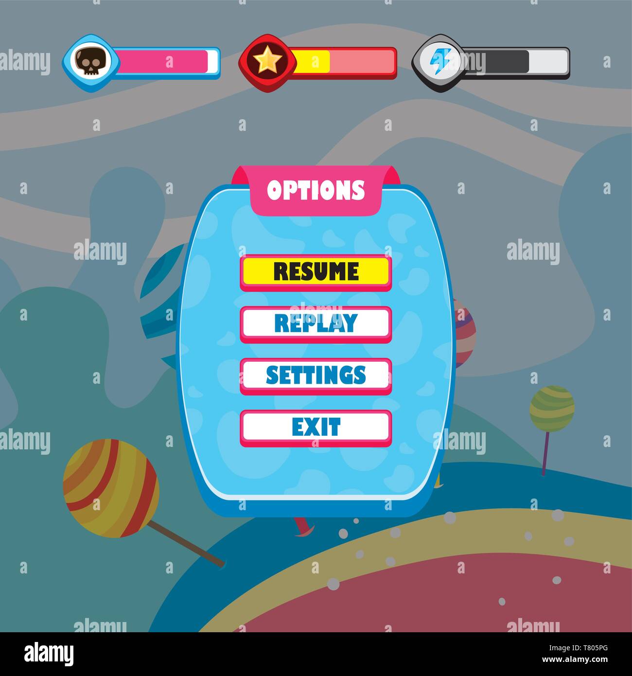 game ui menu application mobile app vector art Stock Vector Image & Art ...