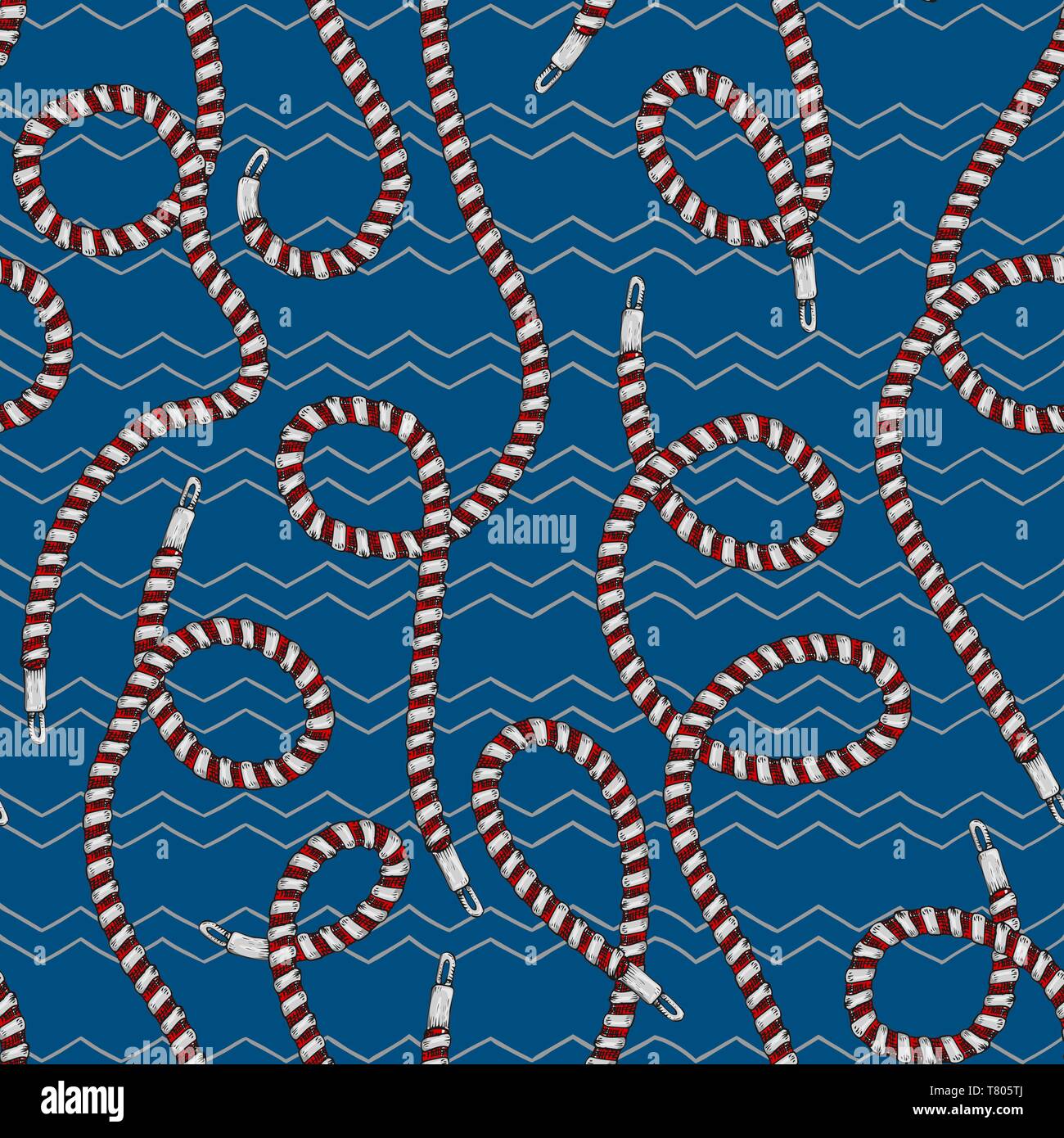 Seamless pattern with retro hand-drawn sketch silver chain on dark ...