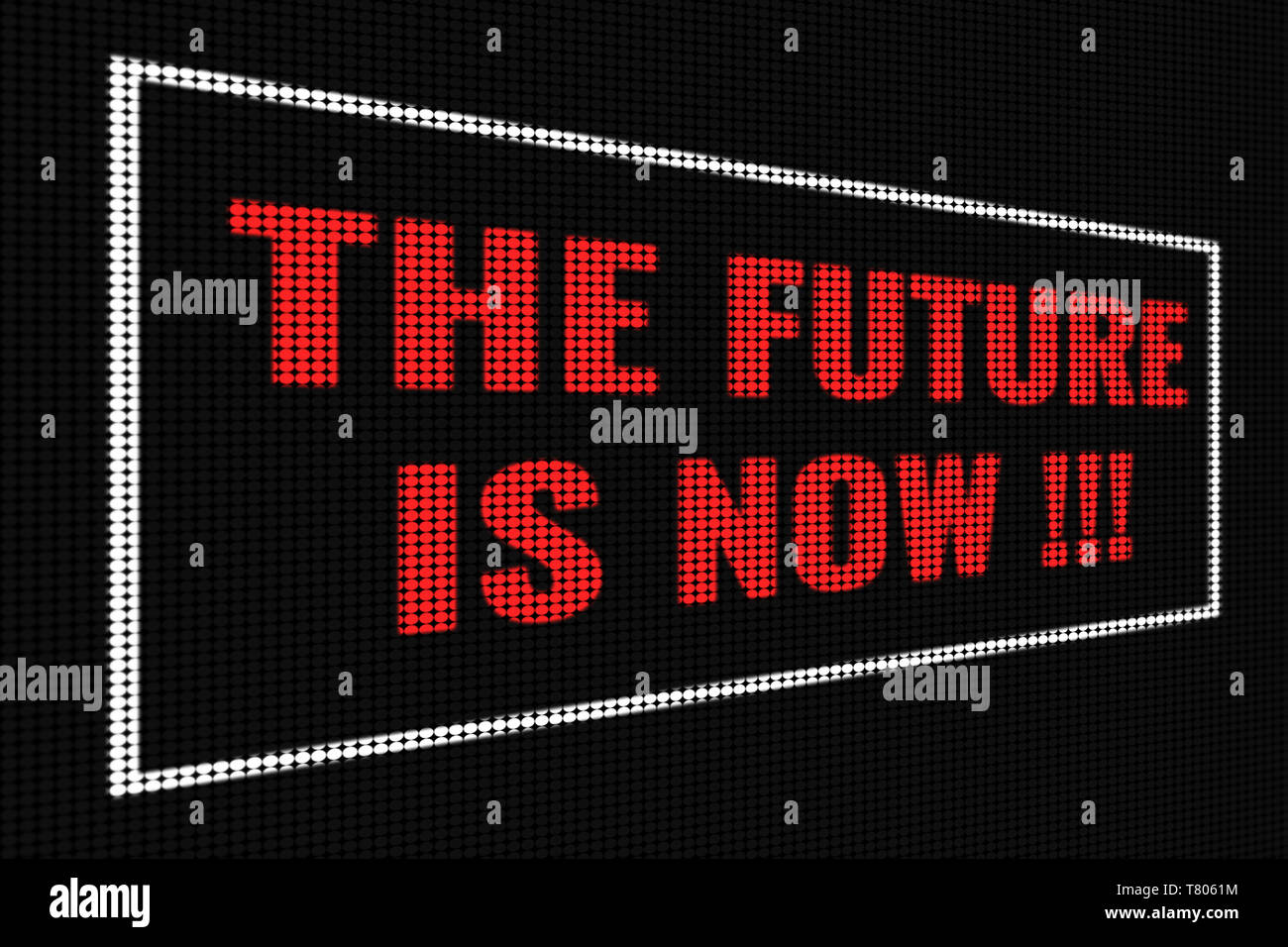 The Future Is Now red text on dark screen, tv effect Stock Photo - Alamy