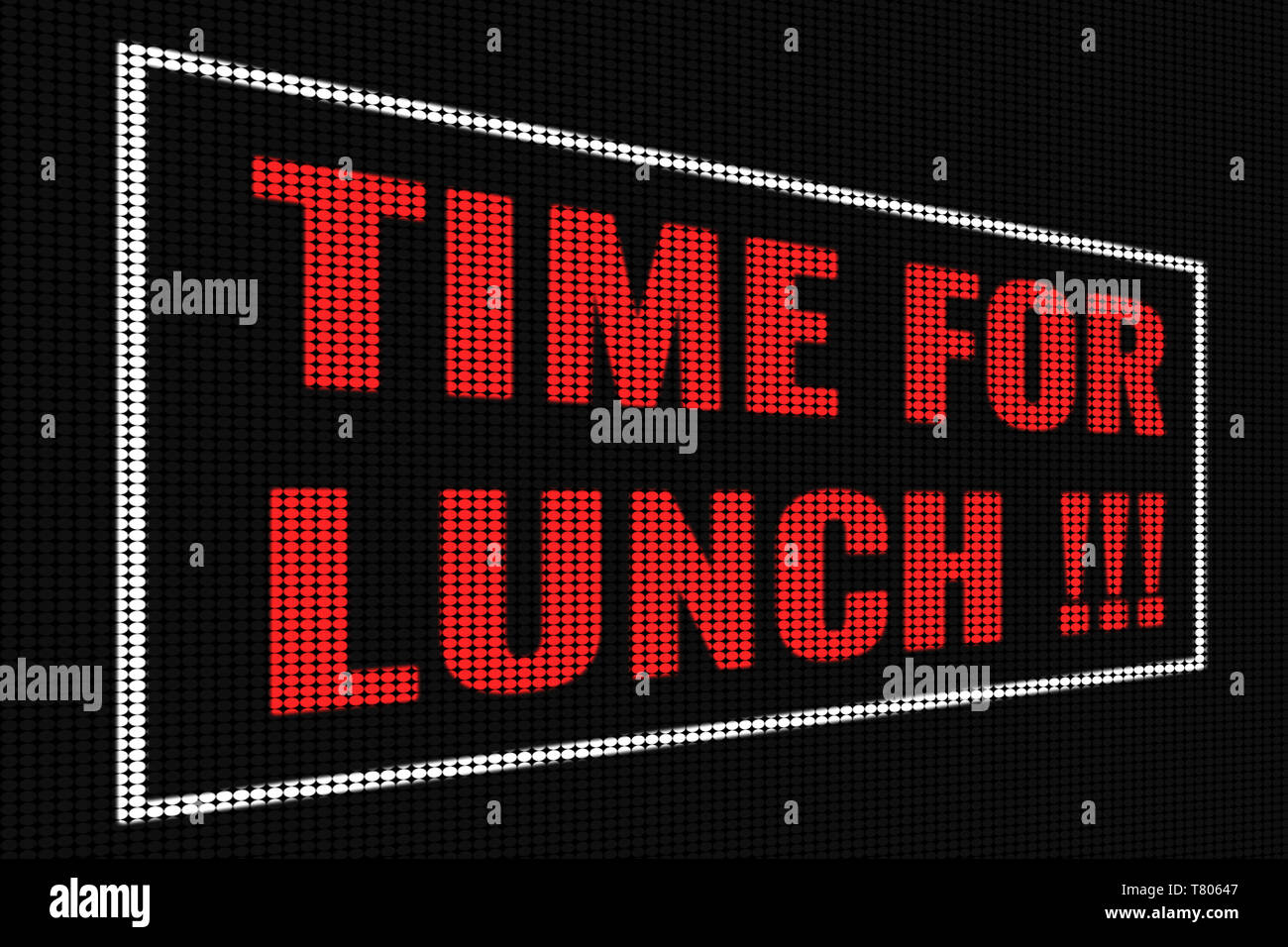 Time For Lunch red text on dark screen, tv effect Stock Photo - Alamy