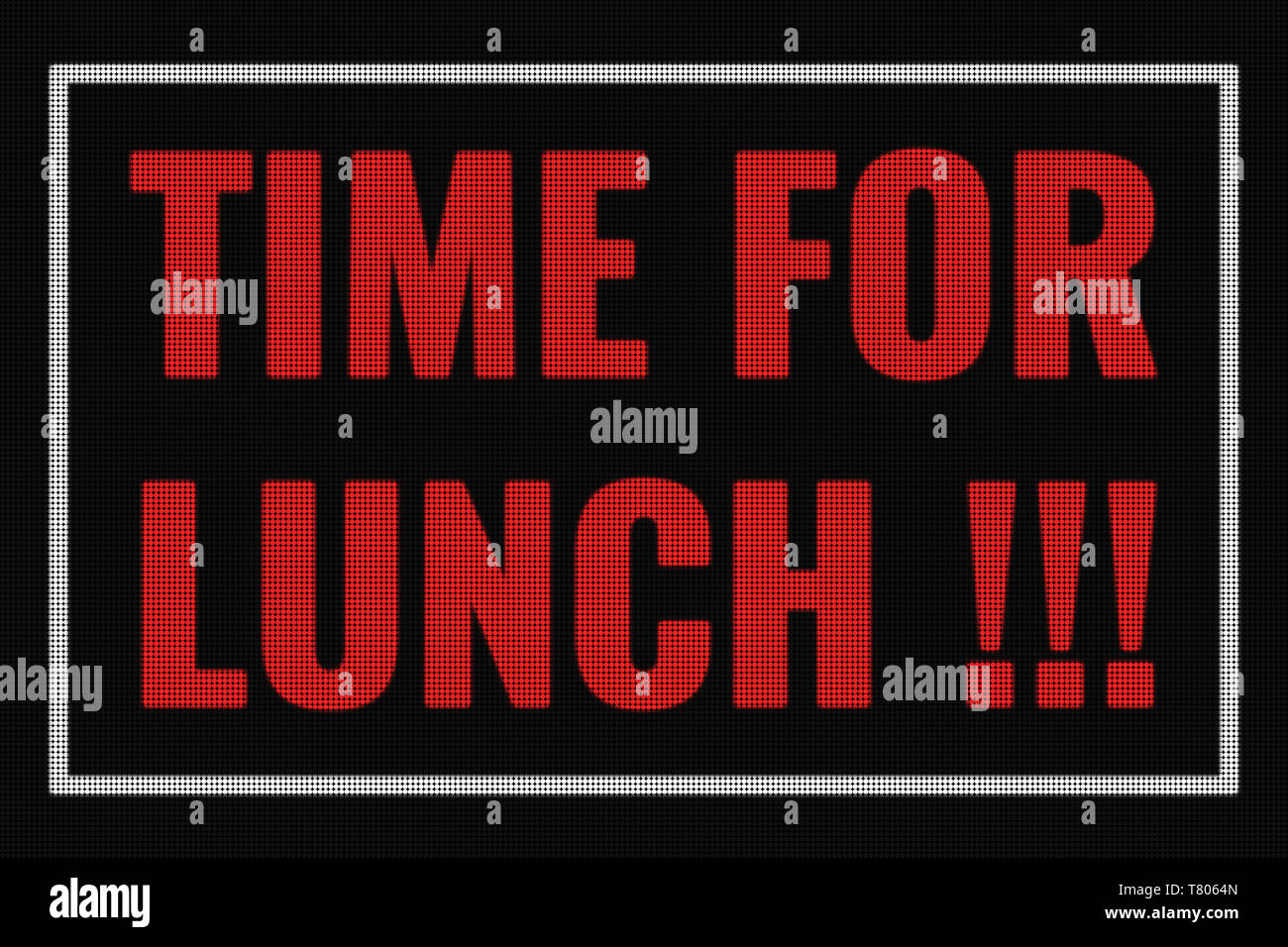 Time For Lunch text on dark screen, tv effect Stock Photo - Alamy