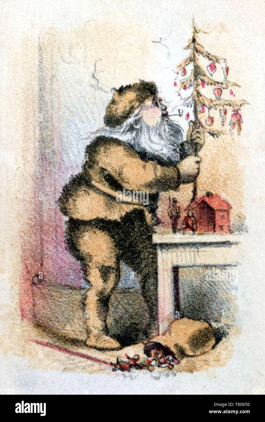 A Visit from St. Nicholas, The Night Before Christmas, 1864 Stock Photo ...