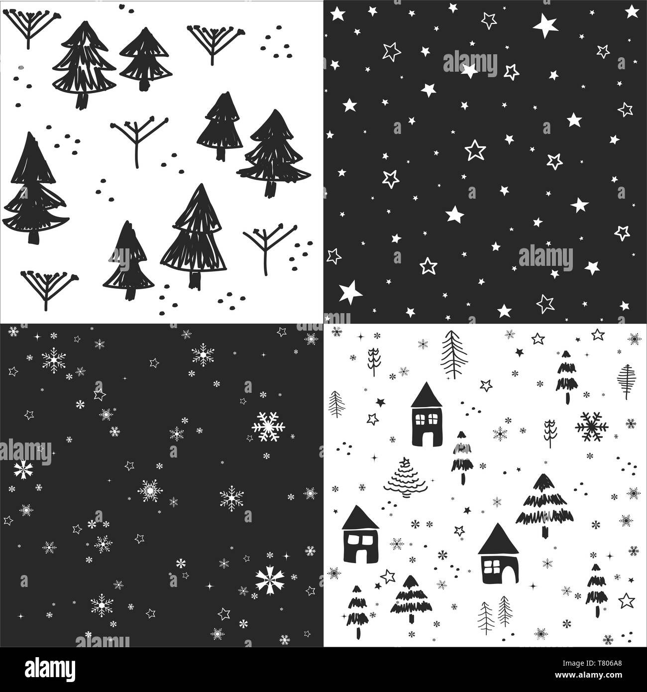 Christmas pattern set and vector illustration Stock Vector Image & Art ...