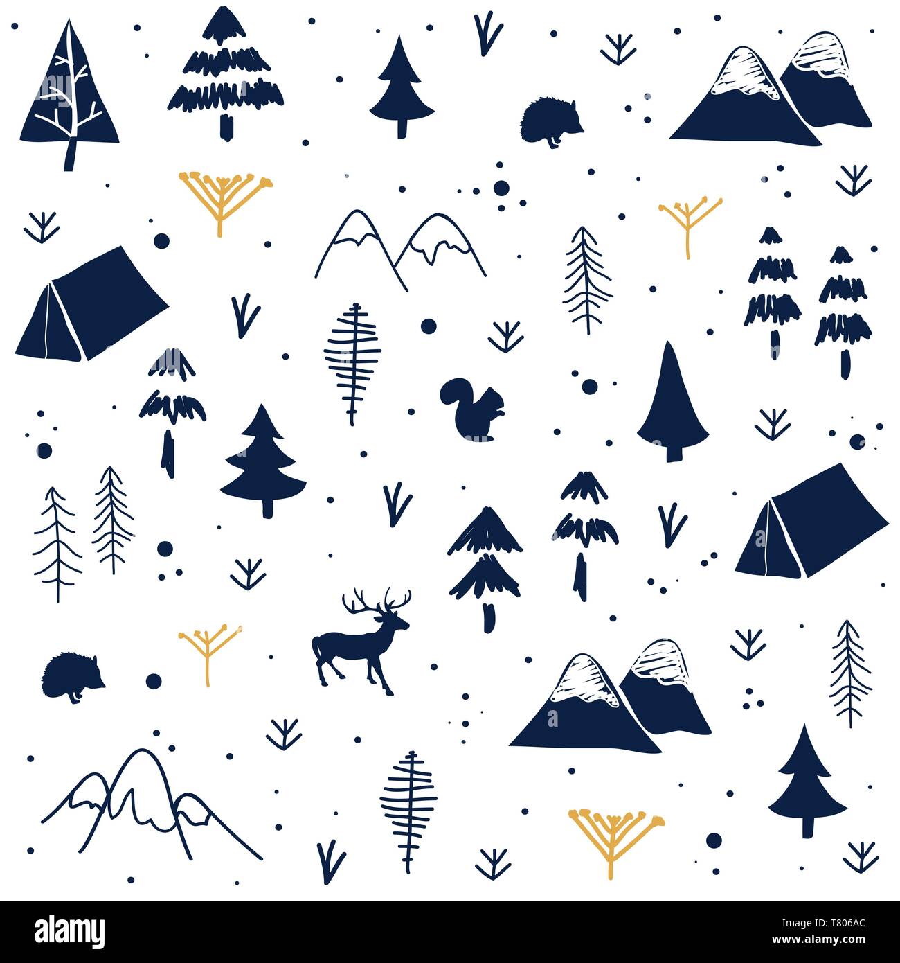 Deer and forest pattern Cut Out Stock Images & Pictures - Alamy