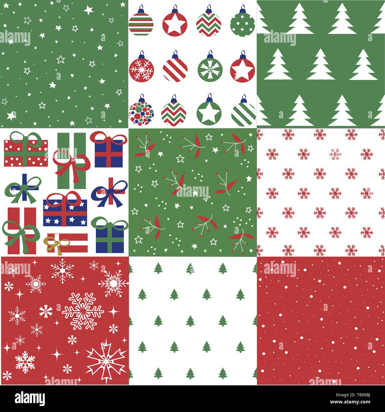 Christmas patten set and vector illustration Stock Vector Image & Art ...