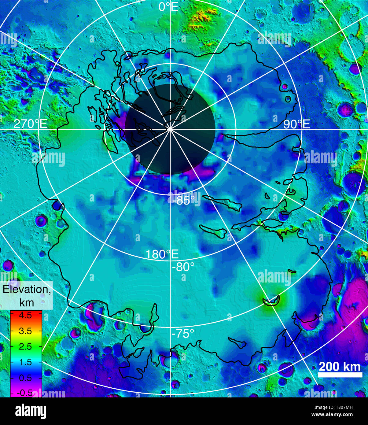Mars southern polar region, MARSIS subsurface image Stock Photo - Alamy