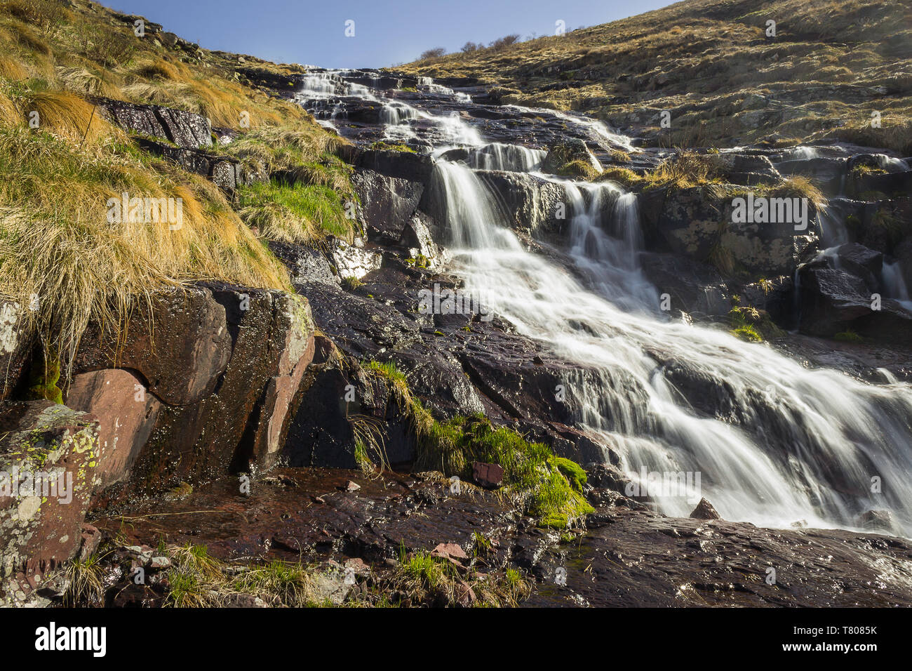 Cascades of powerful Monk's jump waterfall, the tallest in Serbia ...
