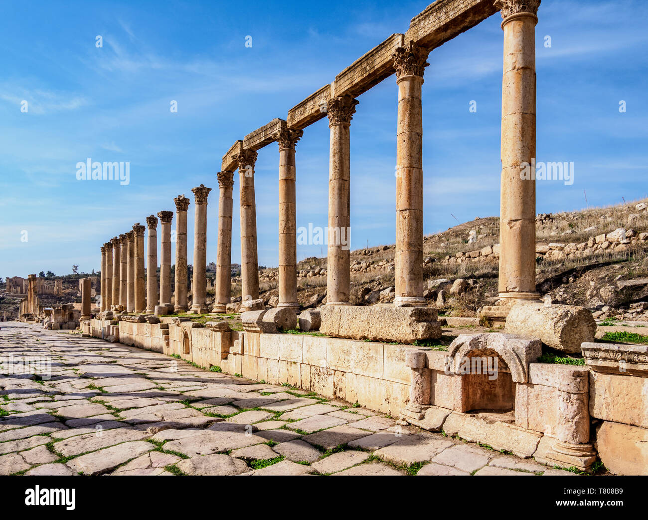 Colonnaded Street (Cardo), Jerash, Jerash Governorate, Jordan, Middle ...