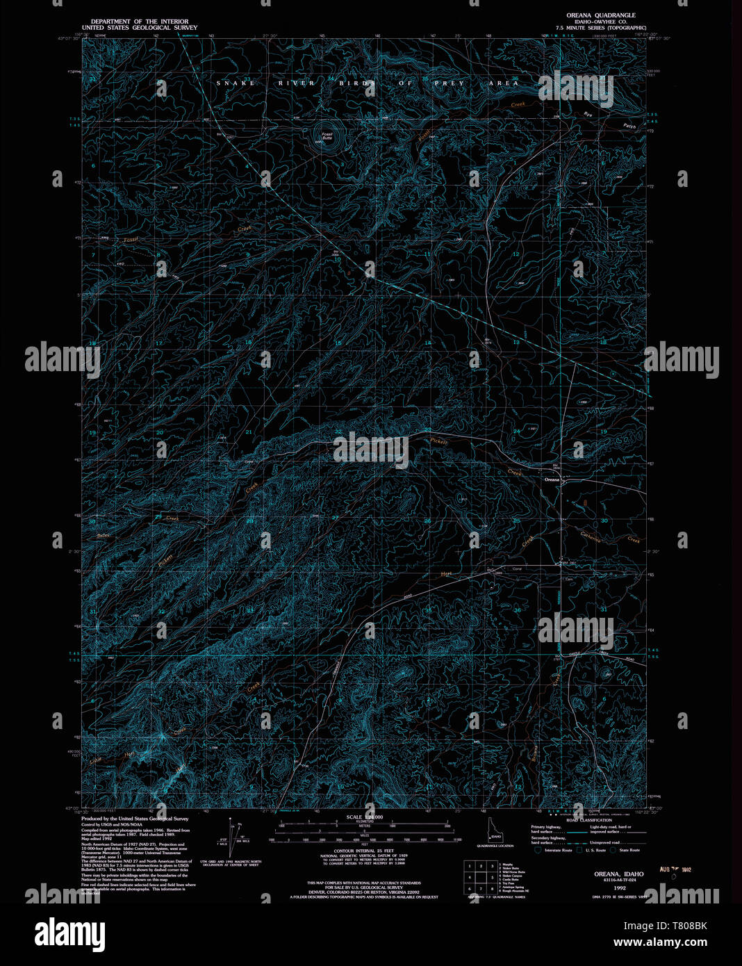 USGS TOPO Map Idaho ID Oreana 237478 1992 24000 Inverted Restoration ...