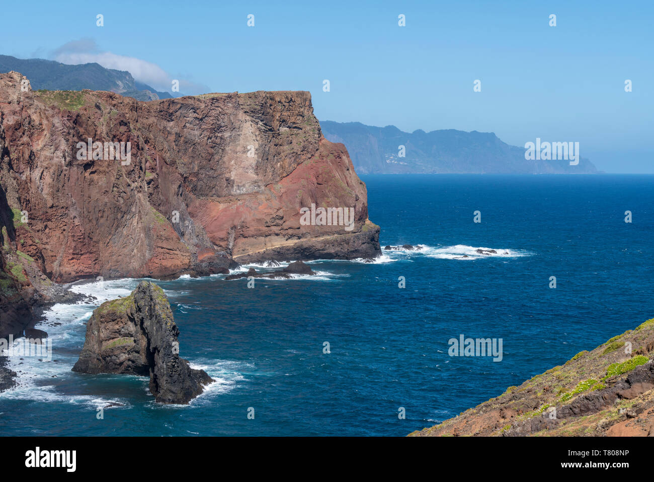 Rocks and cliffs on the Atlantic Ocean at Point of St. Lawrence ...