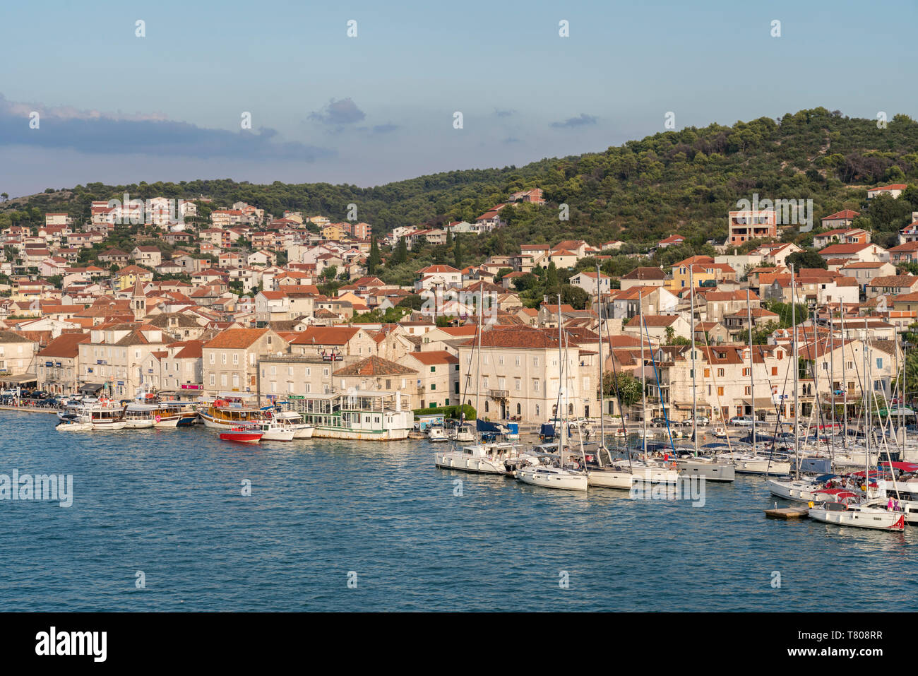 View of the harbour of Ciovo island from Karmelengo tower, Trogir ...
