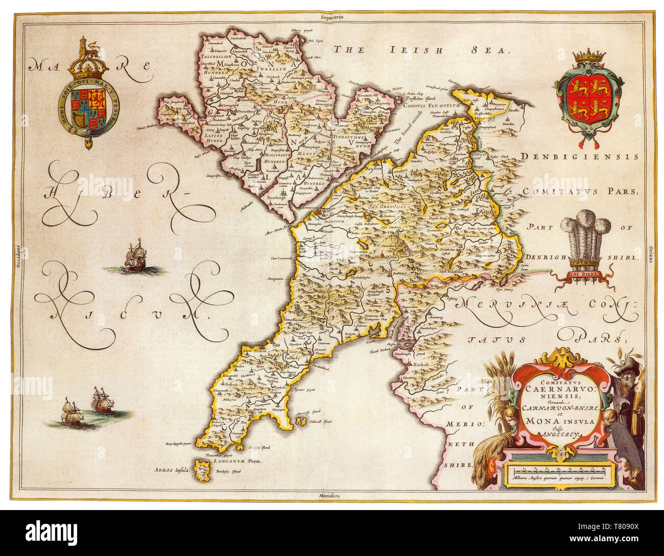 Joan Blaeu, Anglesey Island Map,17th Century Stock Photo - Alamy