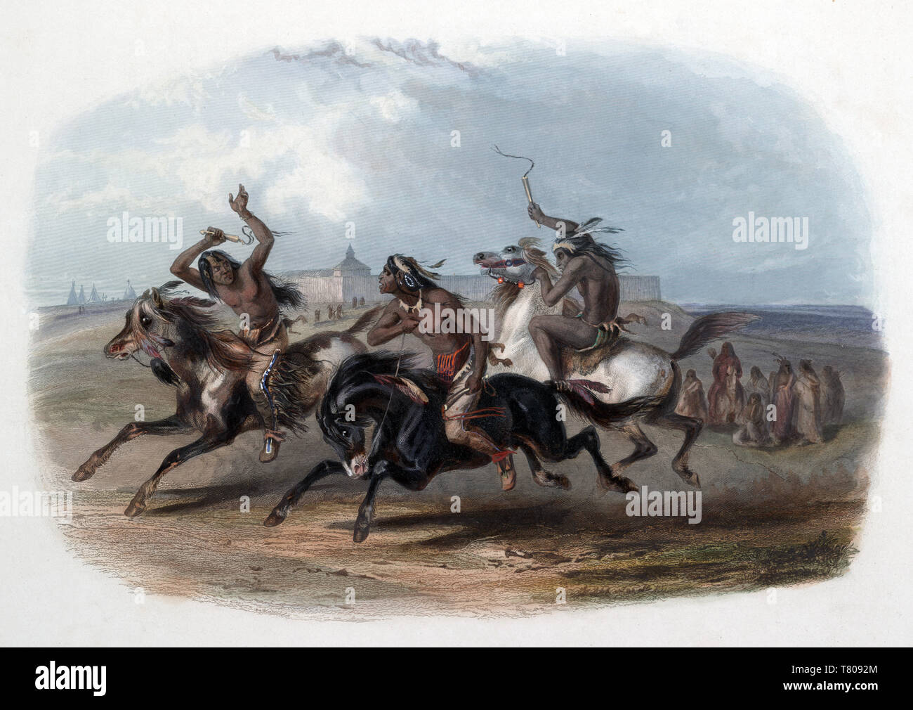 Native American Sioux Indians, Horse Racing, 1830s Stock Photo - Alamy