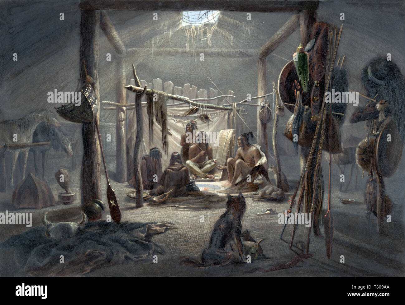 Native American Mandan Indian Earth Lodge, 1830s Stock Photo - Alamy